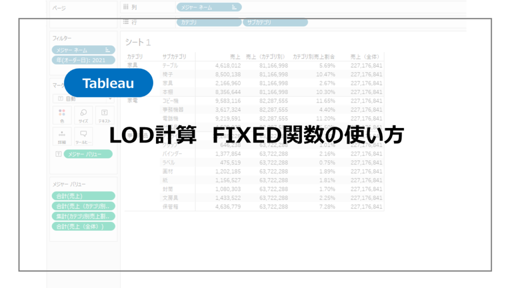 Tableau LOD表現のFIXED関数とは？使い方を解説 | DataSeeds～データエンジニアの備忘録～
